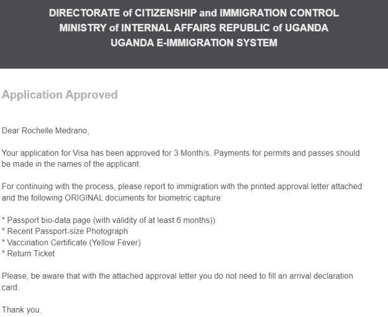 Uganda E-Visa Application Process & Visa Stamp in the Airport